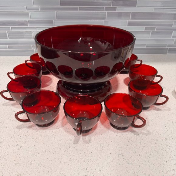 Abbie's Anchor | Dining | Vintage Anchor Glass Hocking Royal Ruby Punch ...